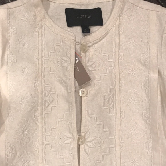 J. Crew | Jackets & Coats | J Crew Linen Embroidered Jacket | Poshmark